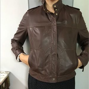MaxMara | Jackets & Coats | Max Mara Leather Jacket In Brown | Poshmark